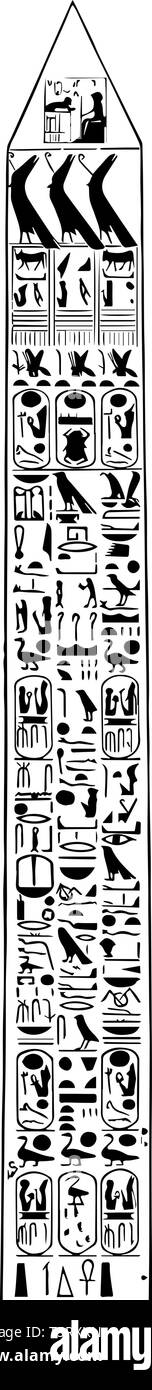 An obelisk with hieroglyphics, vintage line drawing or engraving ...