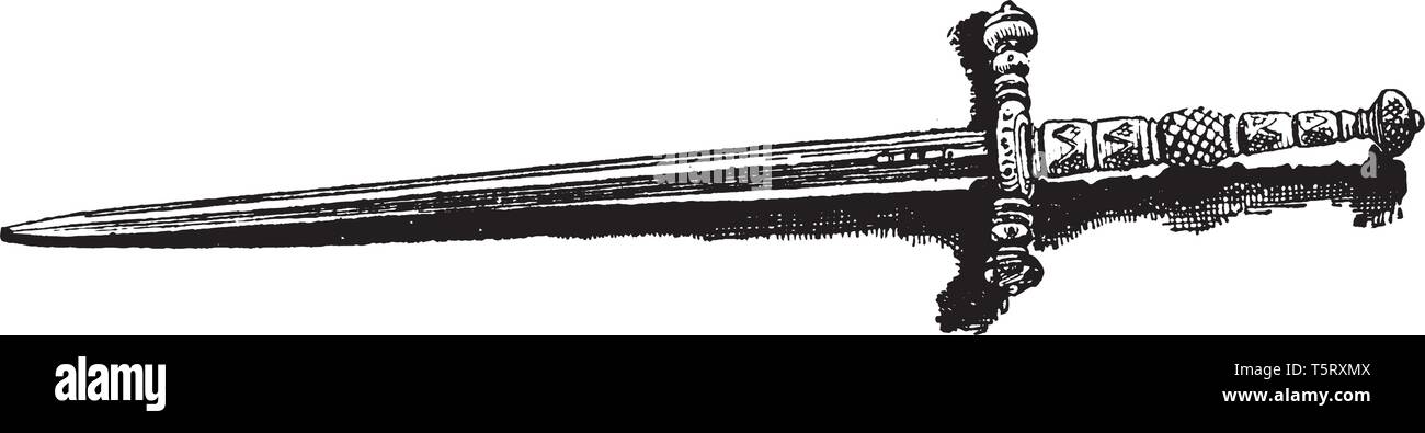 A poniard is a long, lightweight thrusting knife,vintage line drawing ...