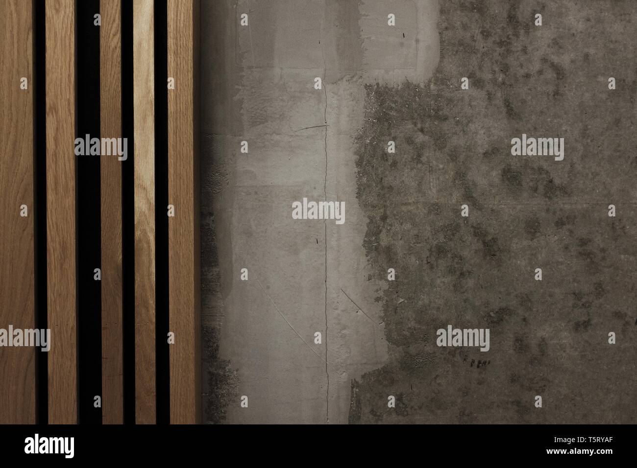 Concrete wall with wood on the left side Stock Photo - Alamy