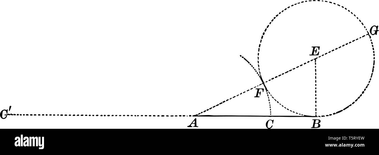 A diagram of a circle with a triangle to show how to divide a line into ...