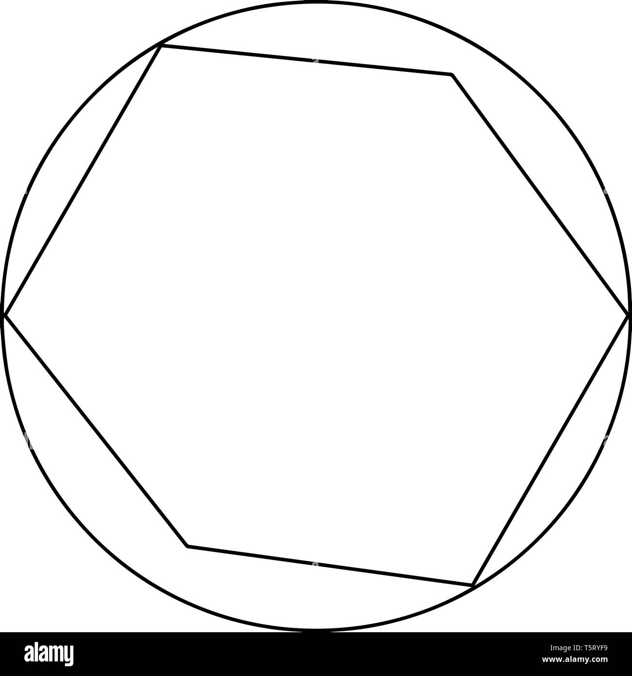 A diagram of a hexagon in a circle. Four of the six vertices of the ...