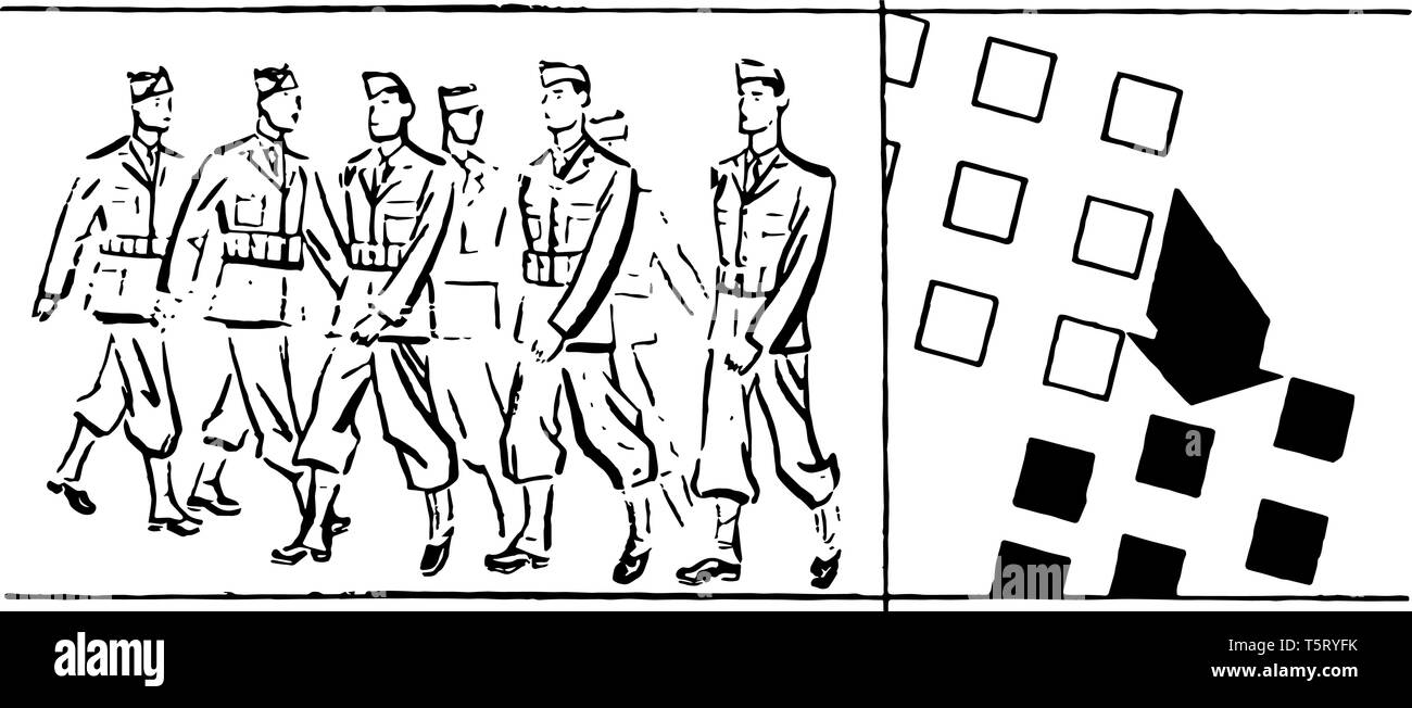 This illustration represents military Personnel in Formation Changing ...