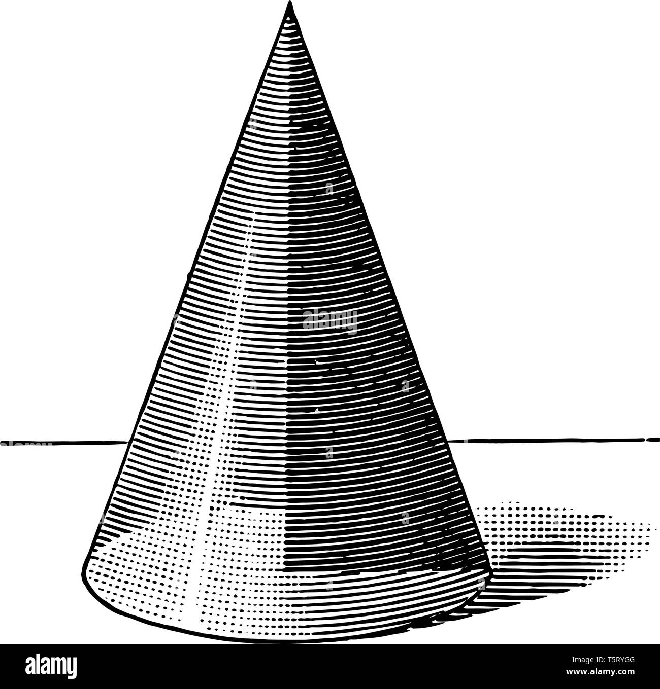 Image of a cone in favor of a new system, vintage line drawing or ...