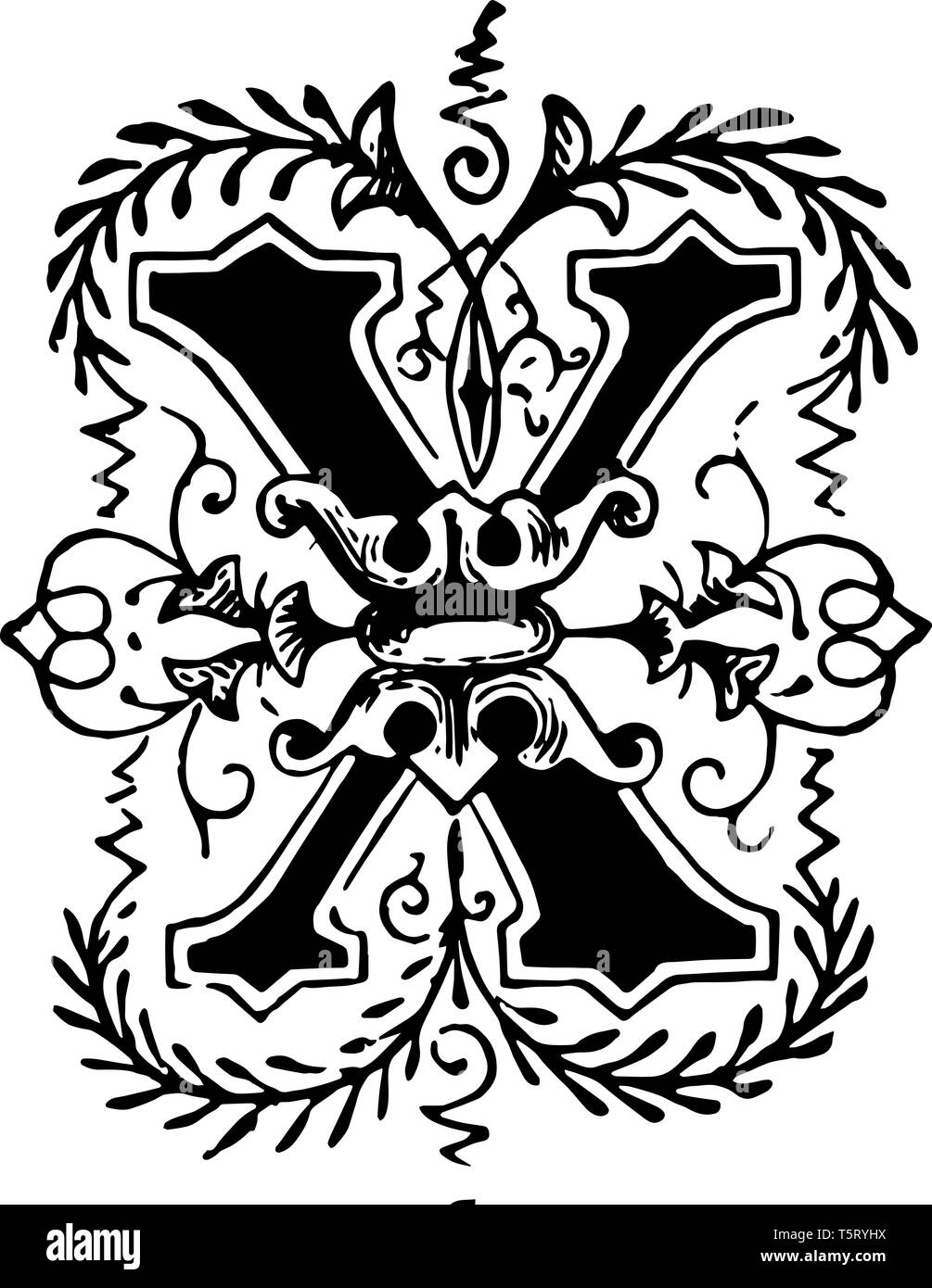 This picture shows the letter X. At the middle of the letter there are ...