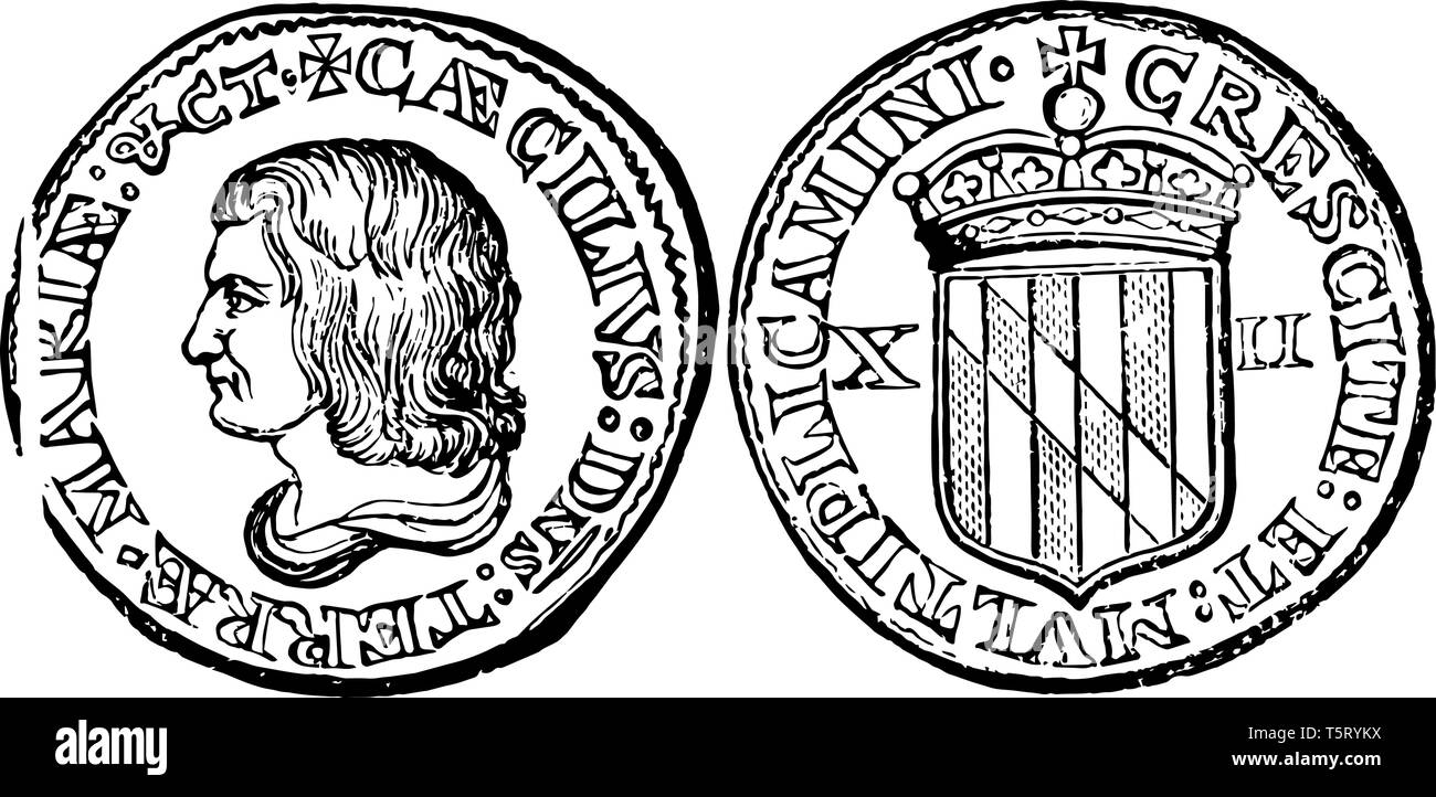 A picture is showing Silver Maryland XII Pence Coin, 1659. These coins ...