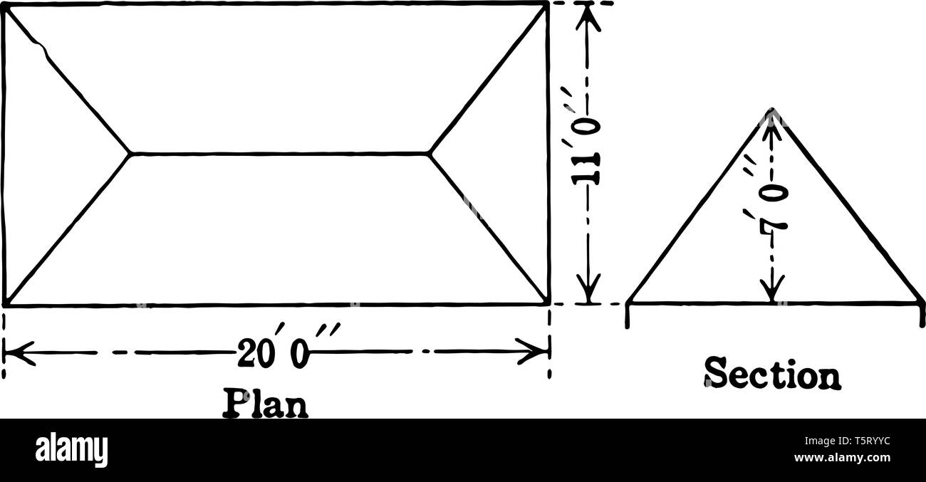 Roof structure roof with dimensions labeled hi-res stock photography ...