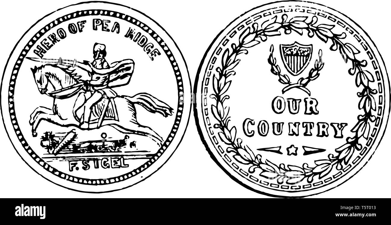 A picture showing a war coin. One side of coin there are single hours a ...