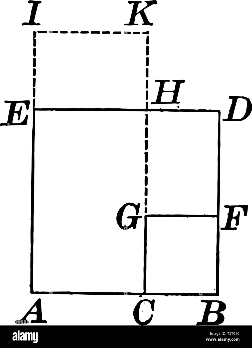 An image that shows a square. Square built on the difference of lines ...