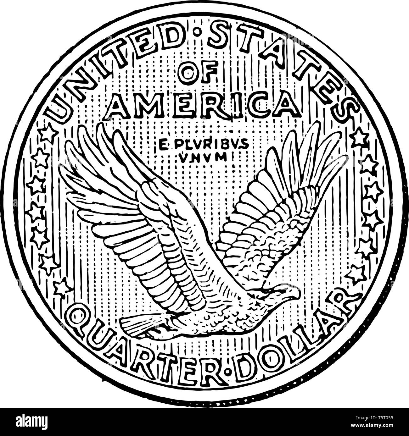 America is showing a piece of twenty-five cent with the reverse side of ...