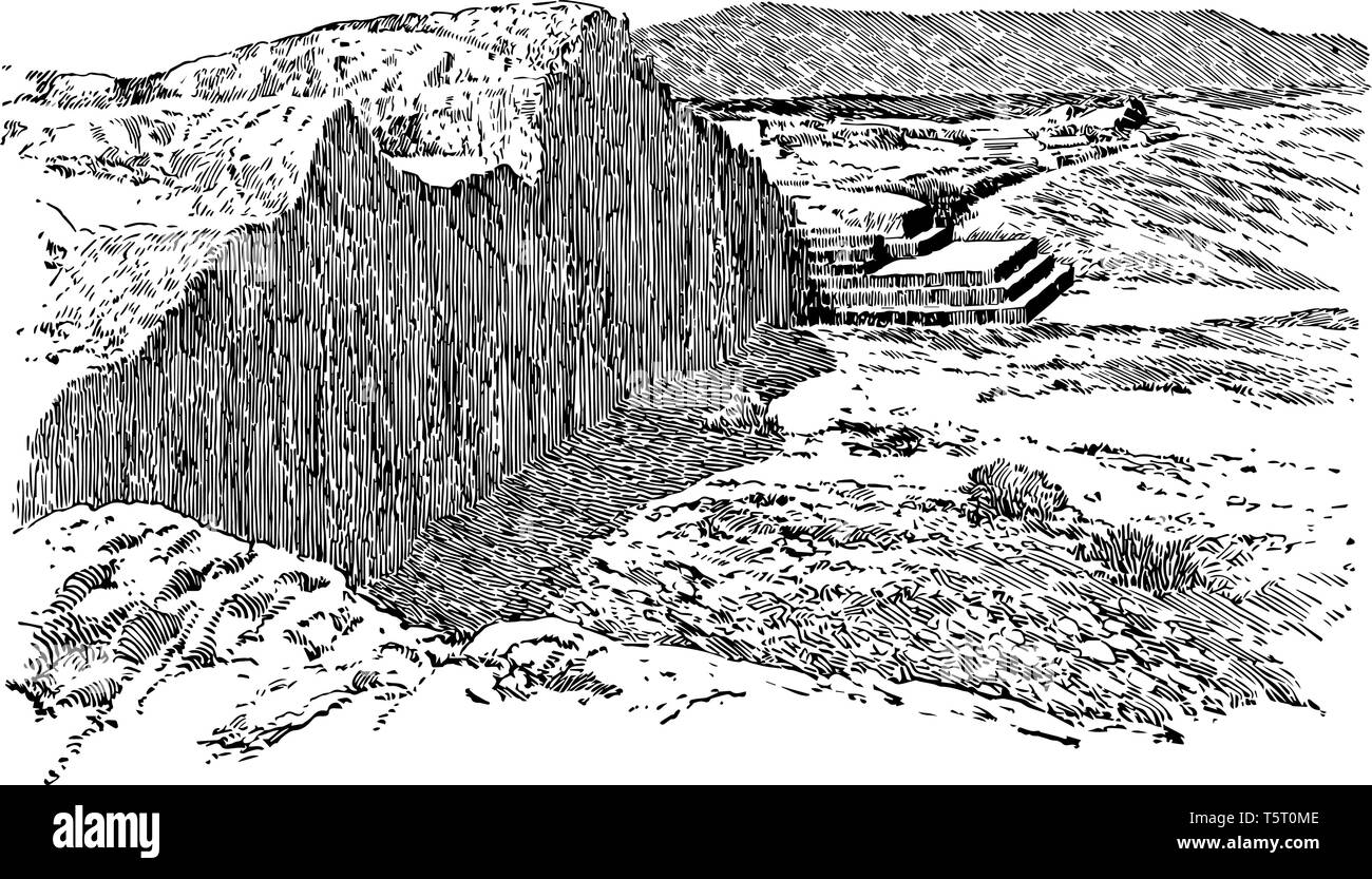 An illustration of a Pnyx, vintage line drawing or engraving ...