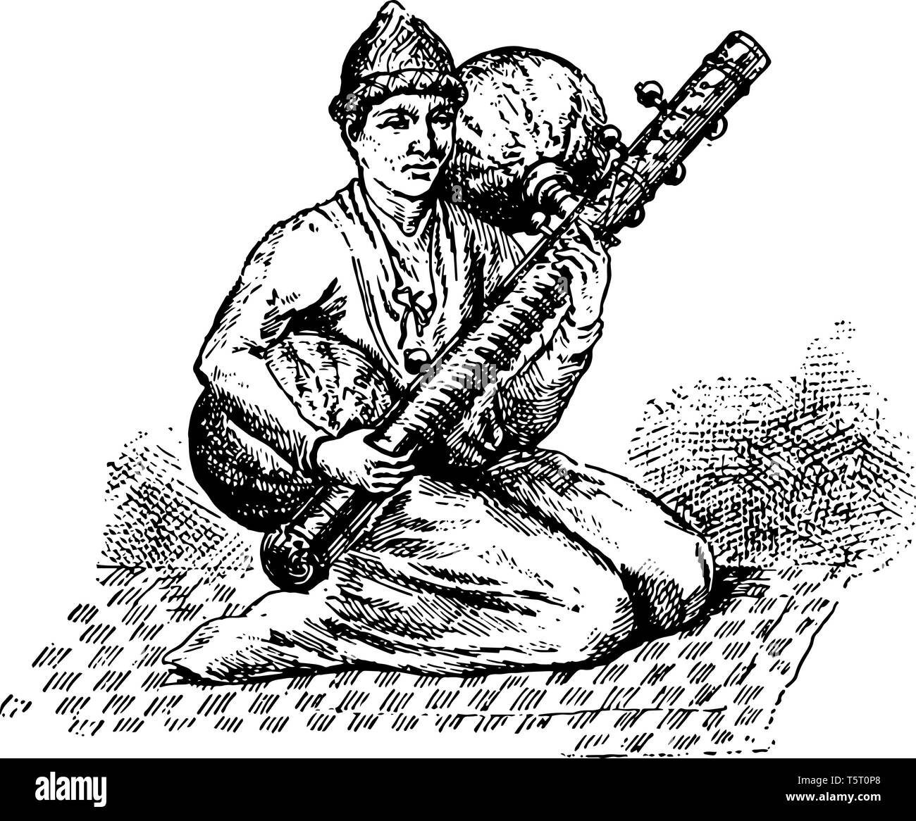 Vina is played by sitting cross legged and holding the vina in front of ...