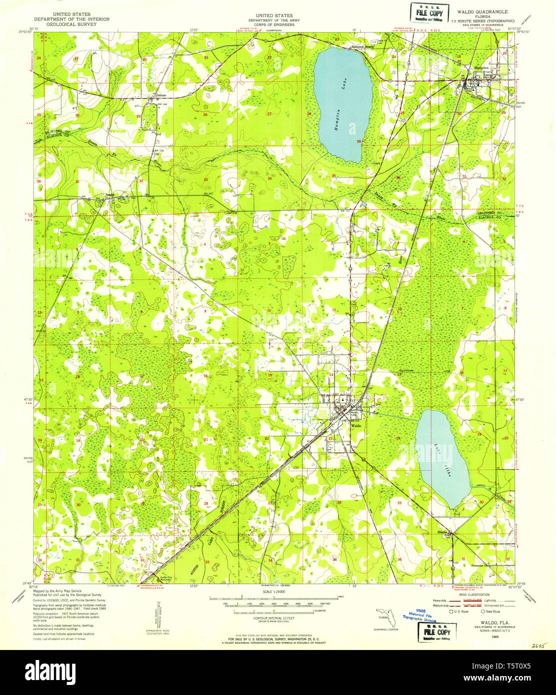 USGS TOPO Map Florida FL Waldo 348976 1949 24000 Restoration Stock ...