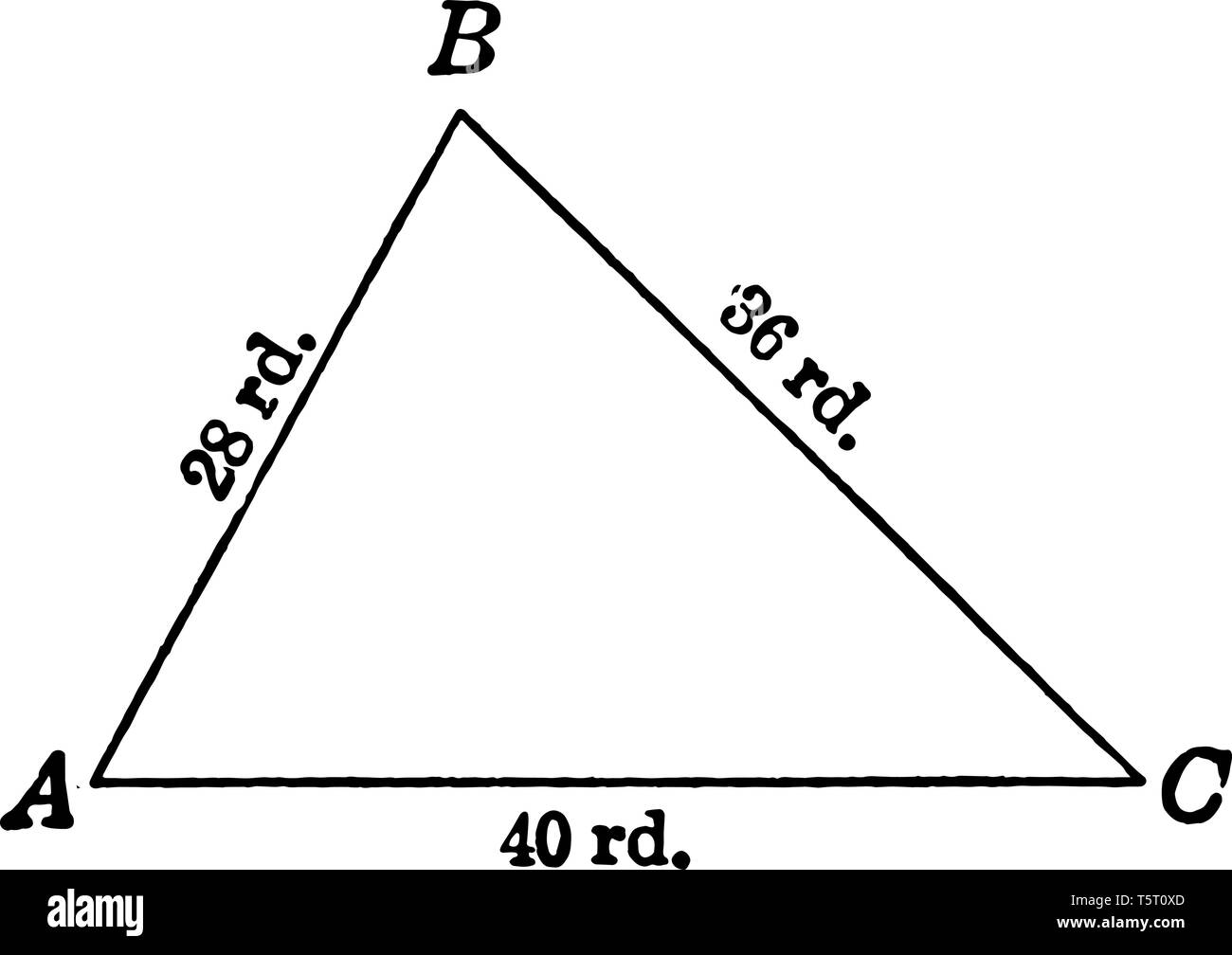 An image showing triangle 28rd, 36rd, 40rd and labeling Angle ABC ...