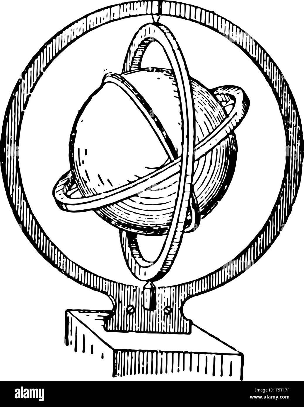 An image of the gyroscope that is three concentric circles suspended ...