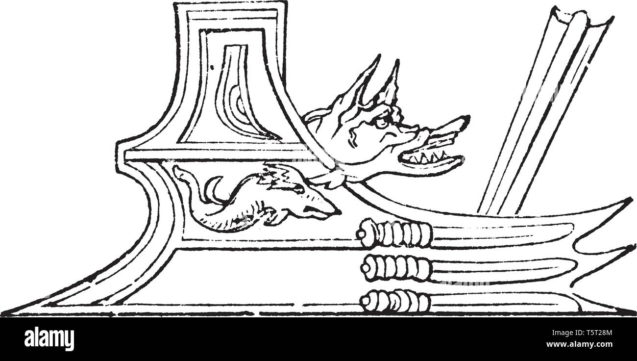 Ship prow is the part of the bow above the waterline, vintage line ...