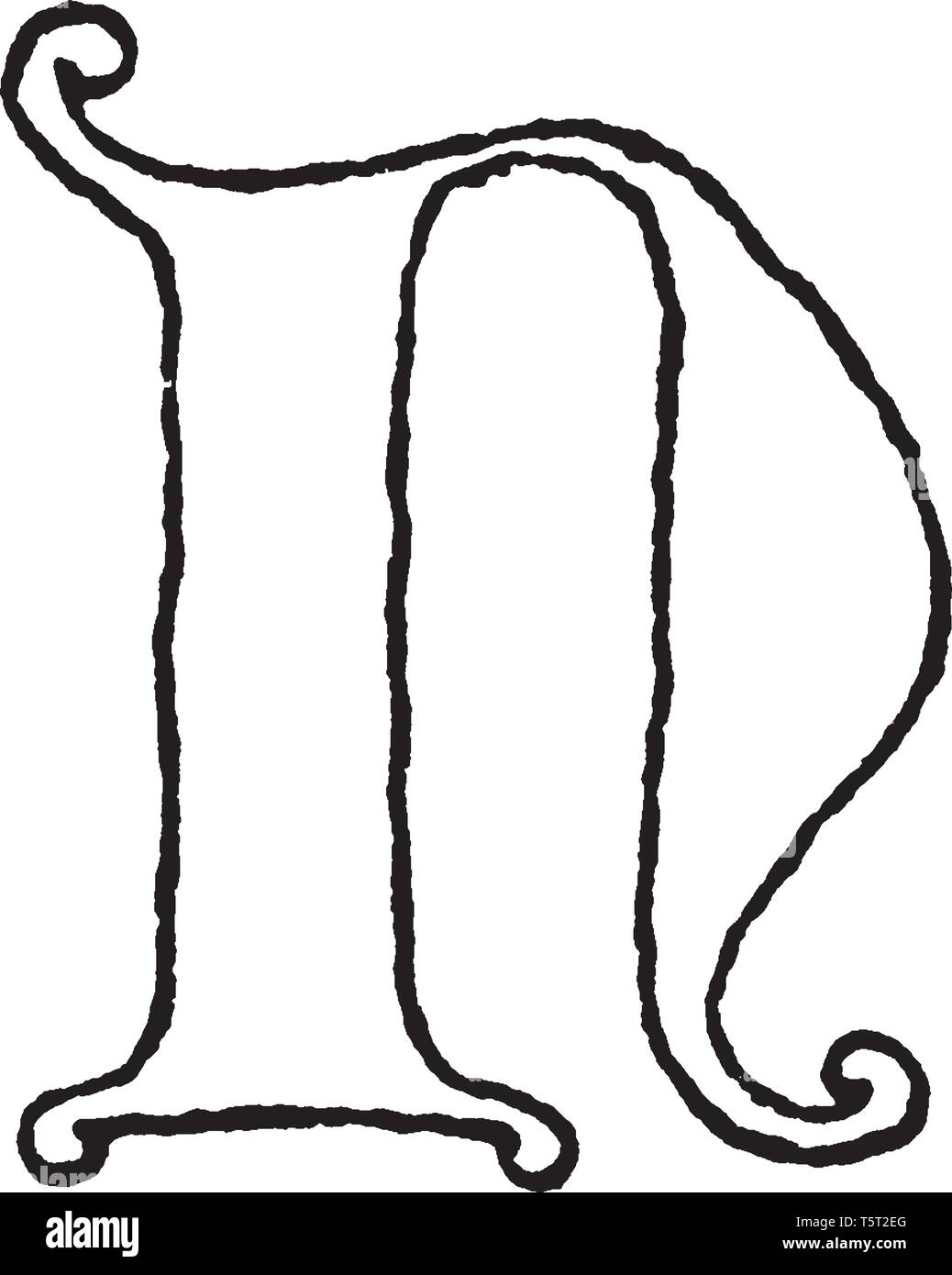An Old English Letter N Vintage Line Drawing Or Engraving Illustration Stock Vector Image And Art