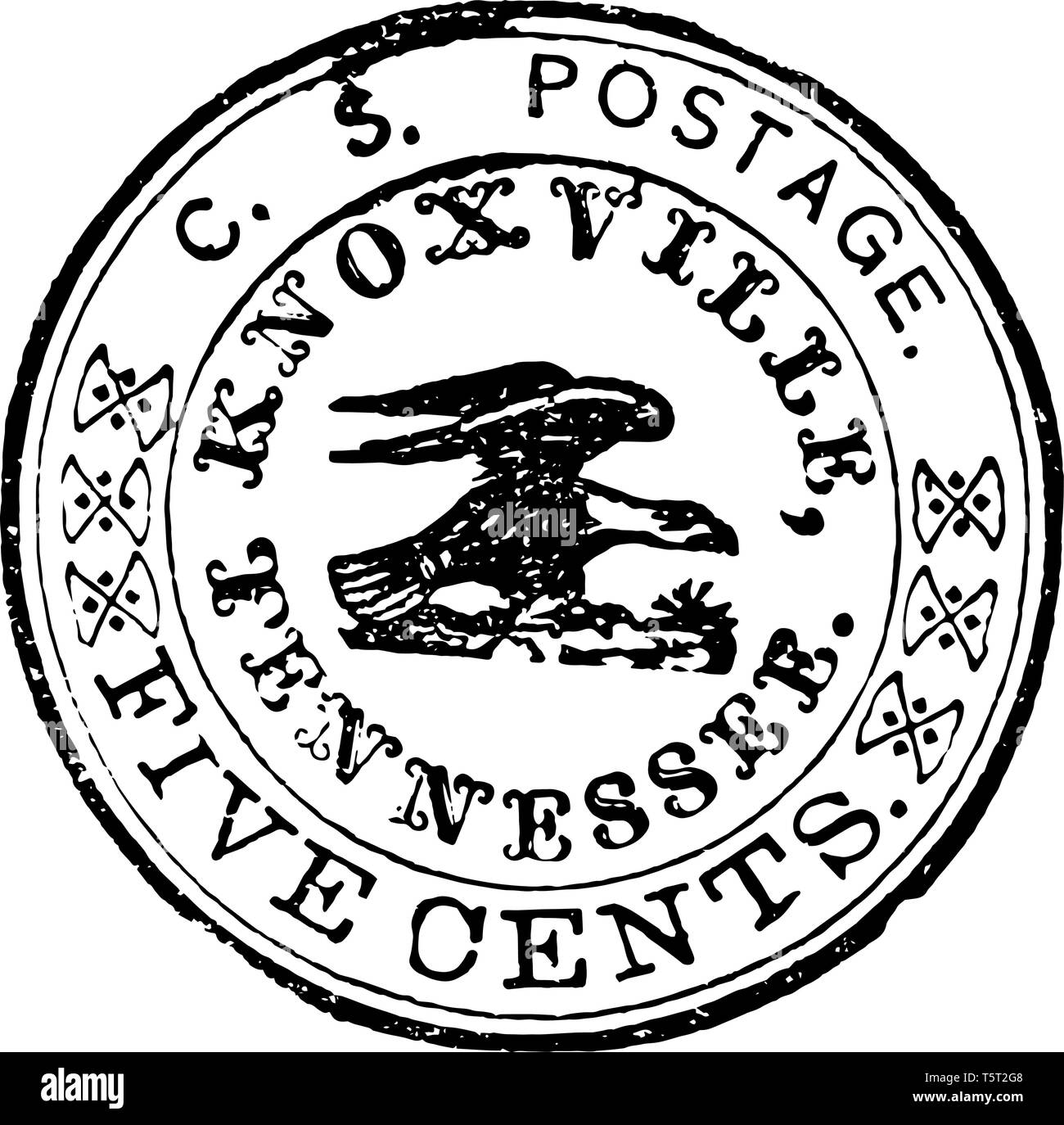 Stamp of Tennessee Confederacy with image of Eagle in the center and C ...