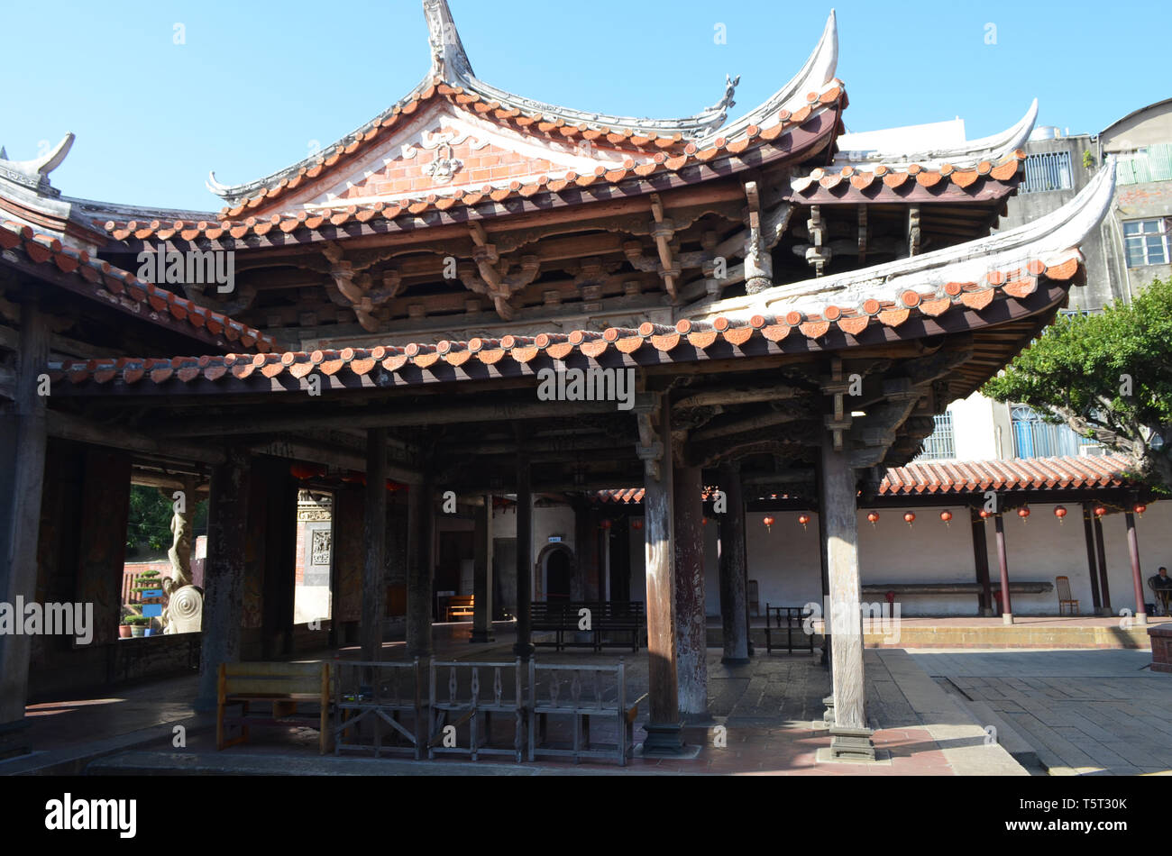 Buddhist Longshan Temple in the city of Lugang (Lukang), western Taiwan ...