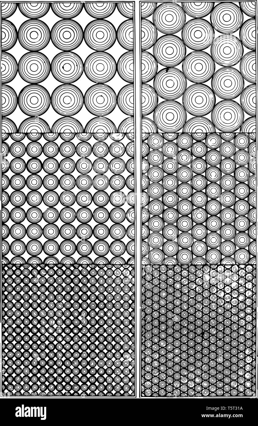 In this image showing lots of different circle sizes, vintage line ...