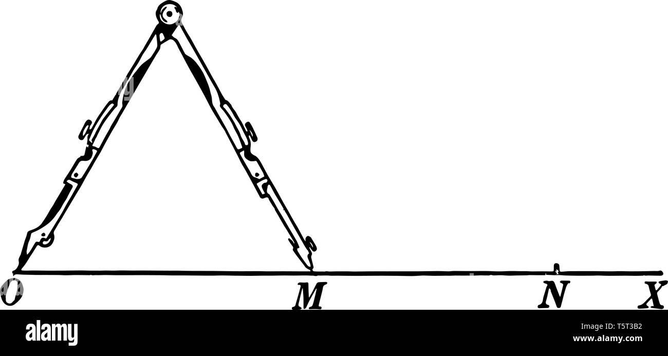 In this image showing the measurement with compass, vintage line ...