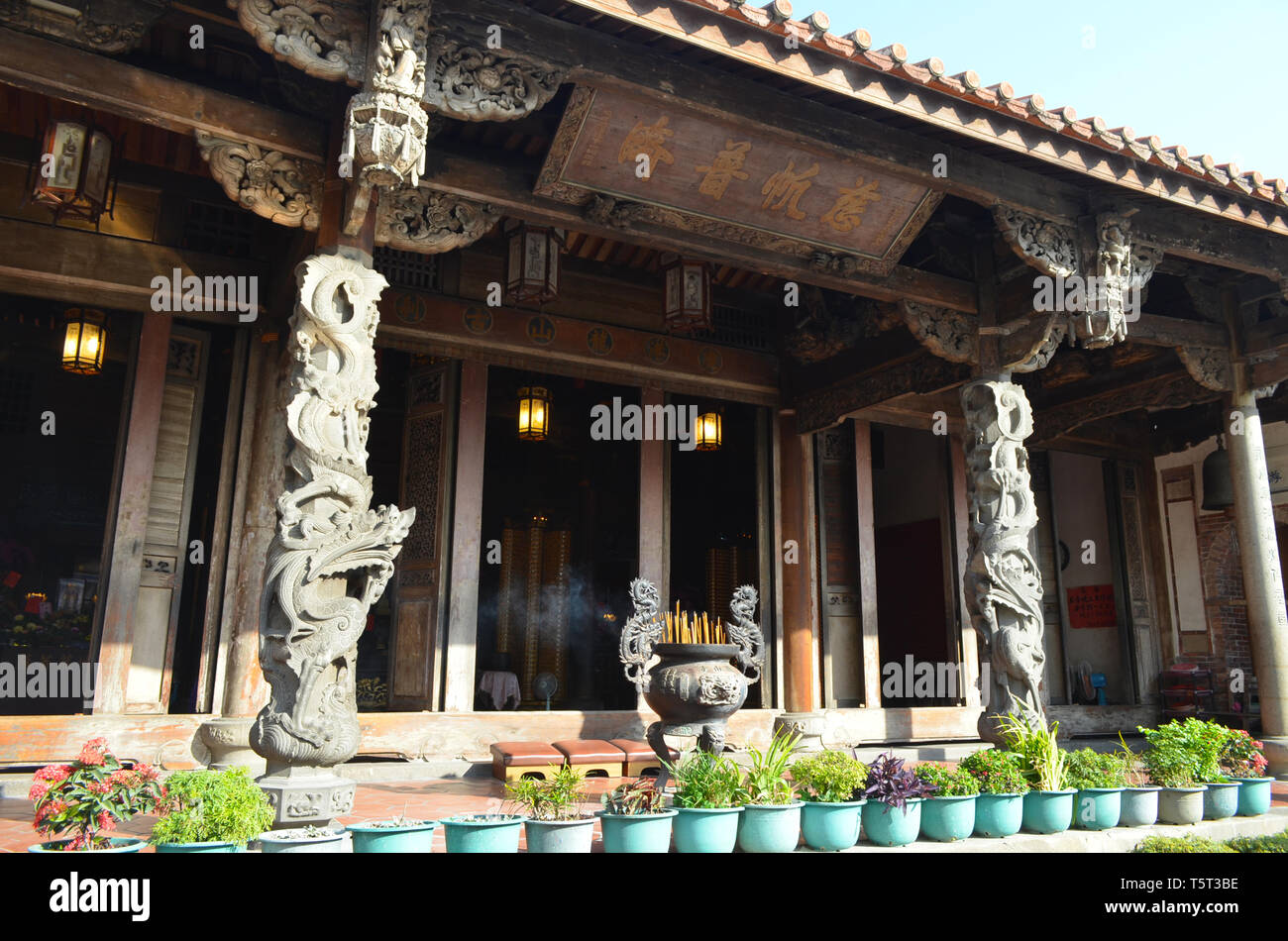 Buddhist Longshan Temple in the city of Lugang (Lukang), western Taiwan ...