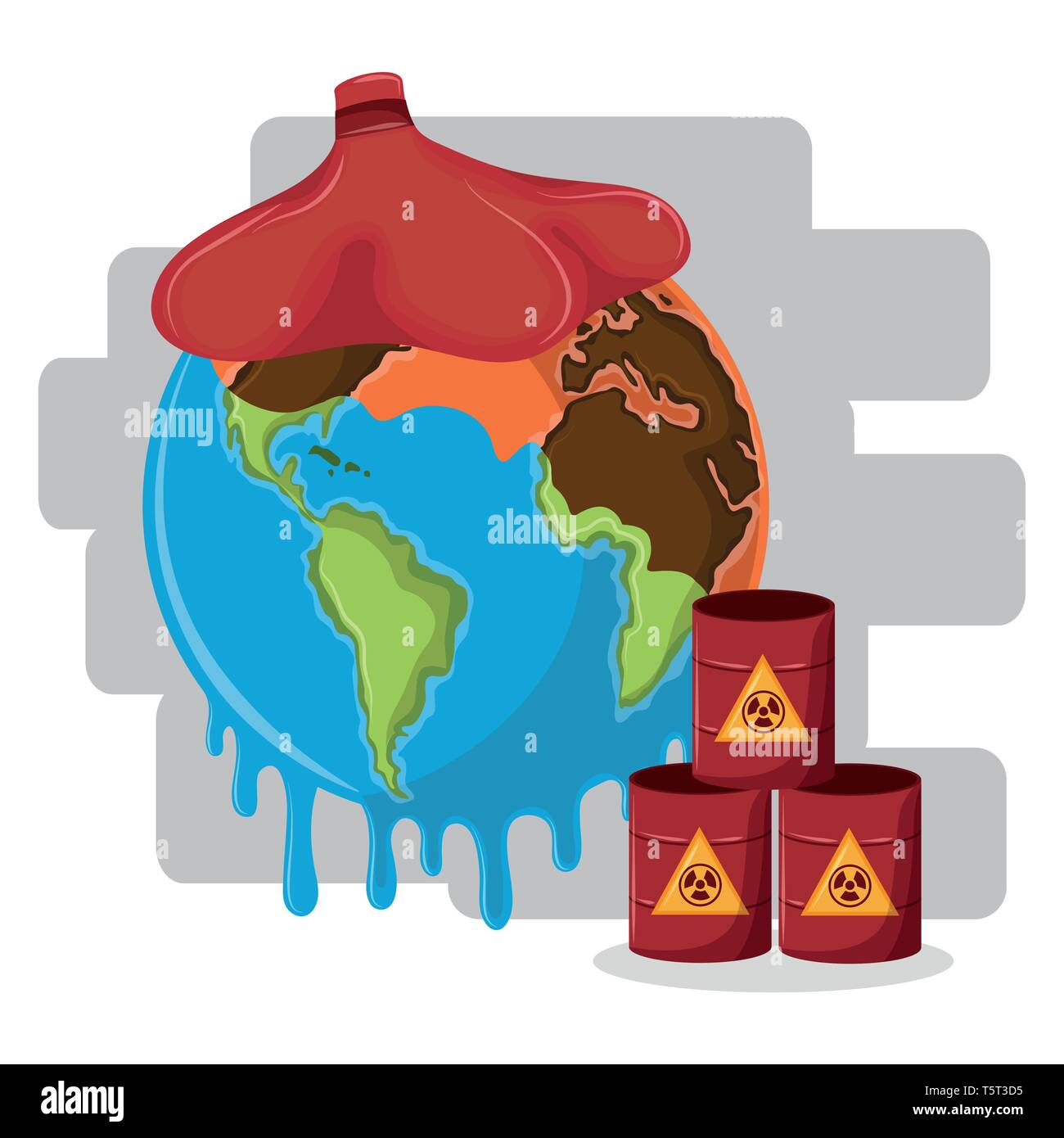 globe melting half desert with ice pack and hazardous waste Stock ...
