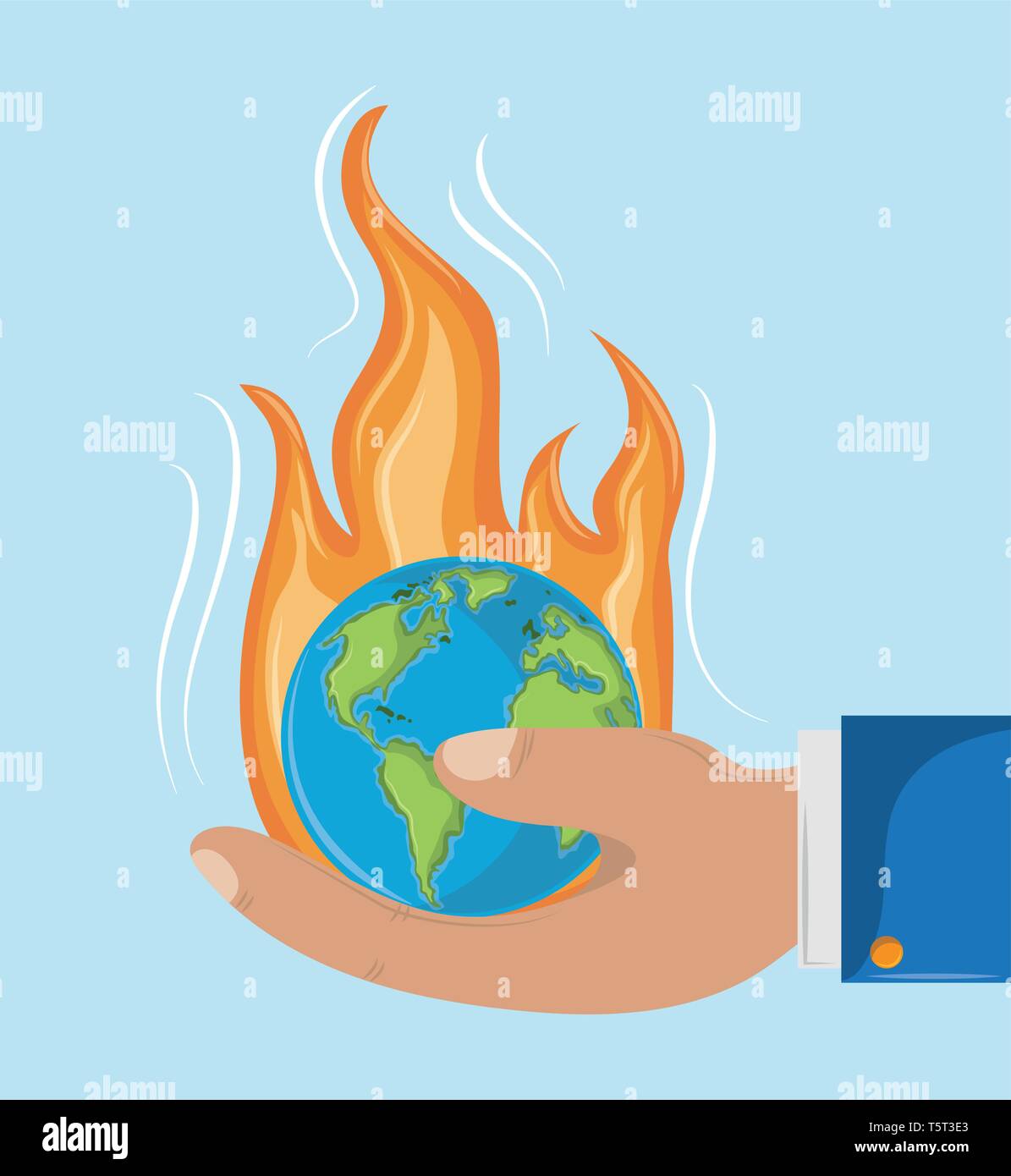 Fire hand planet climate Stock Vector Images - Alamy