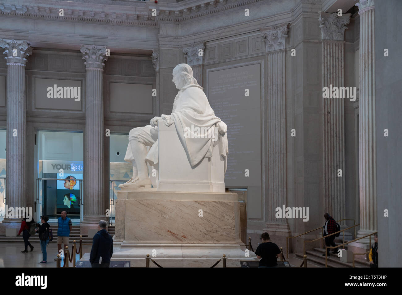 statue of Ben Franklin at the Franklin Institute, a science museum in ...