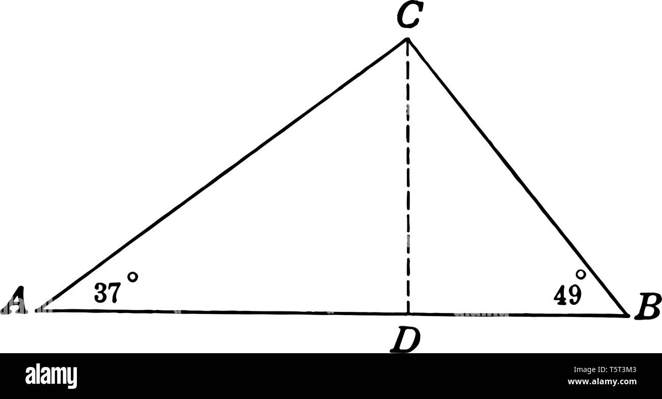 An image showing a triangle with an angle of 37-49-94. Triangle divided ...