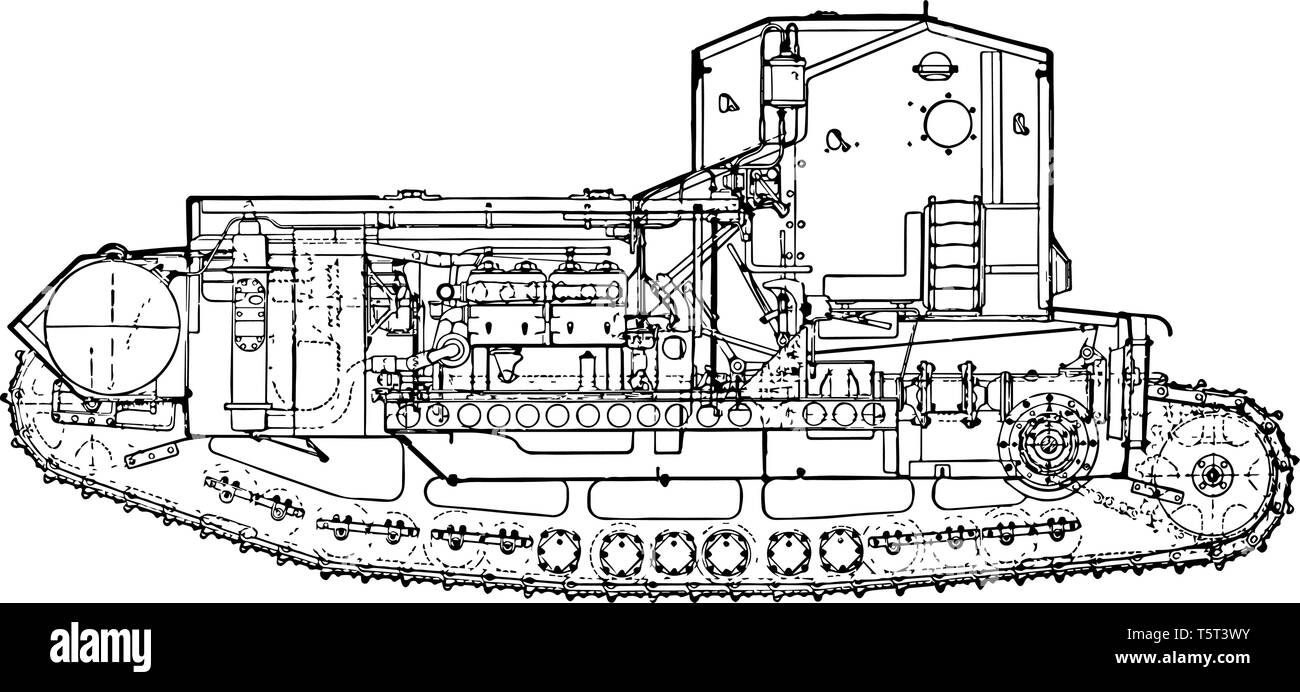 Medium Mark A Tank Plan shows a detailed schematic to operate the tank ...