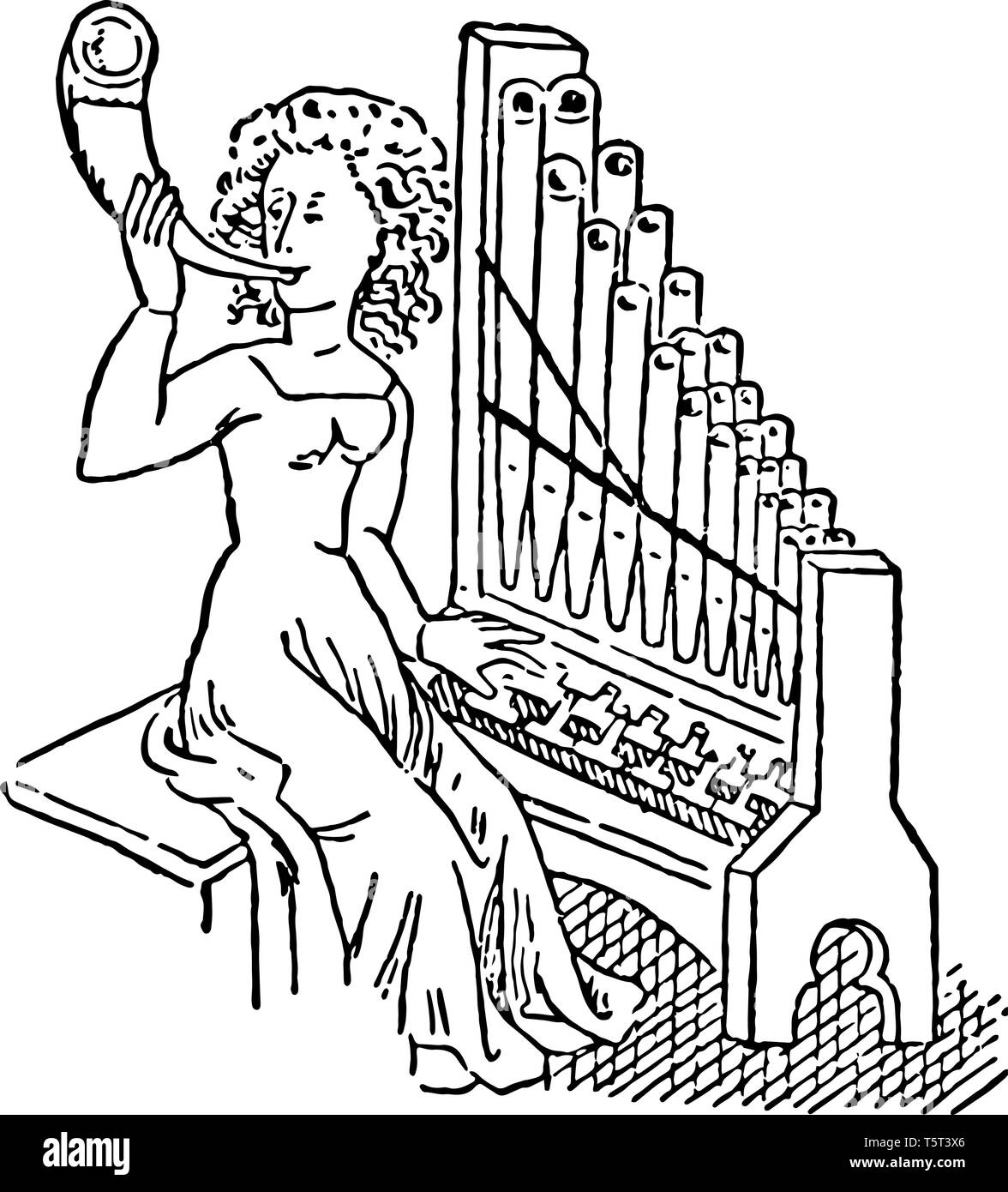 Woman playing organ Stock Vector Images - Alamy