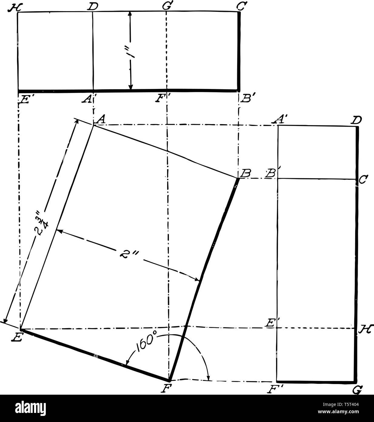 The image shows the projection of a rectangular prism whose base forms ...