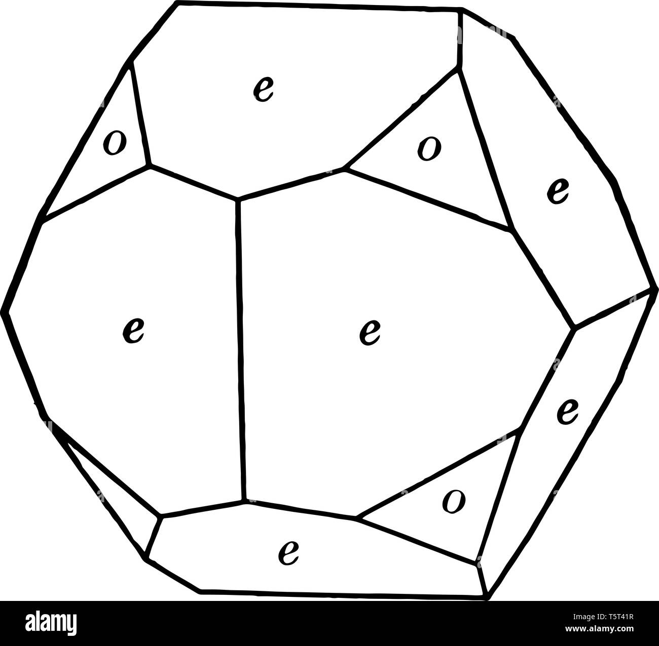 A combination of pyritohedron and octahedron. Triangles and septagons ...