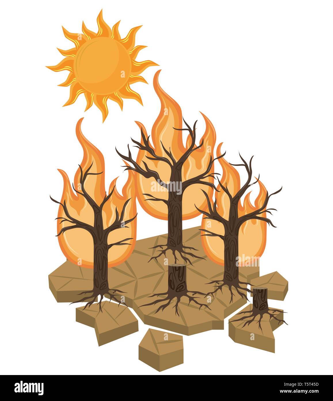 tree on fire with sun Stock Vector Image & Art - Alamy