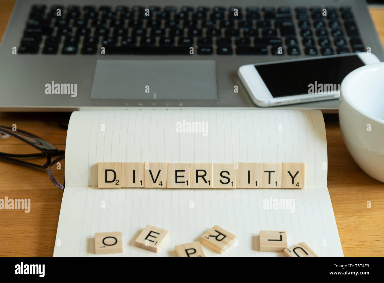 Conceptual keyword diversity in wooden tile letters in personal home ...