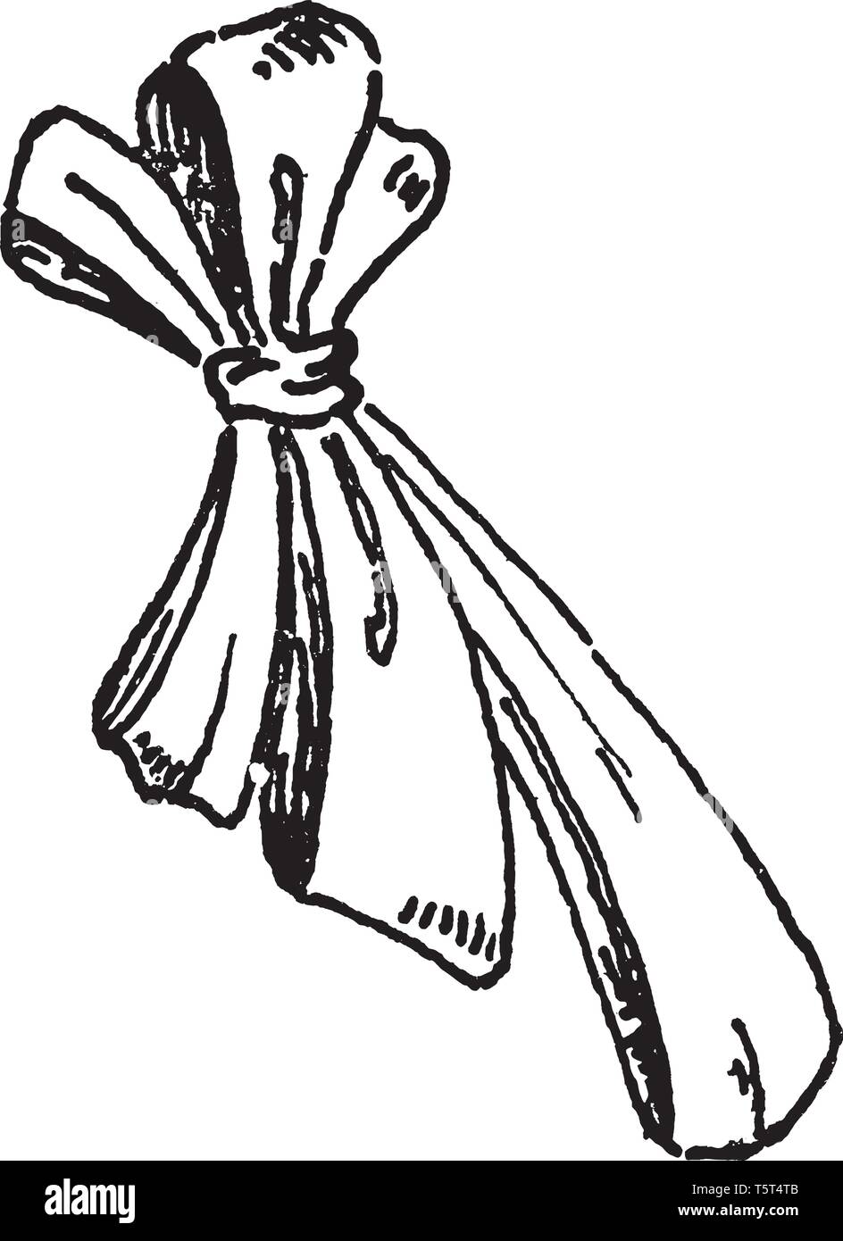 Uneven bow measure a long loop plait and hold with right hand, vintage ...