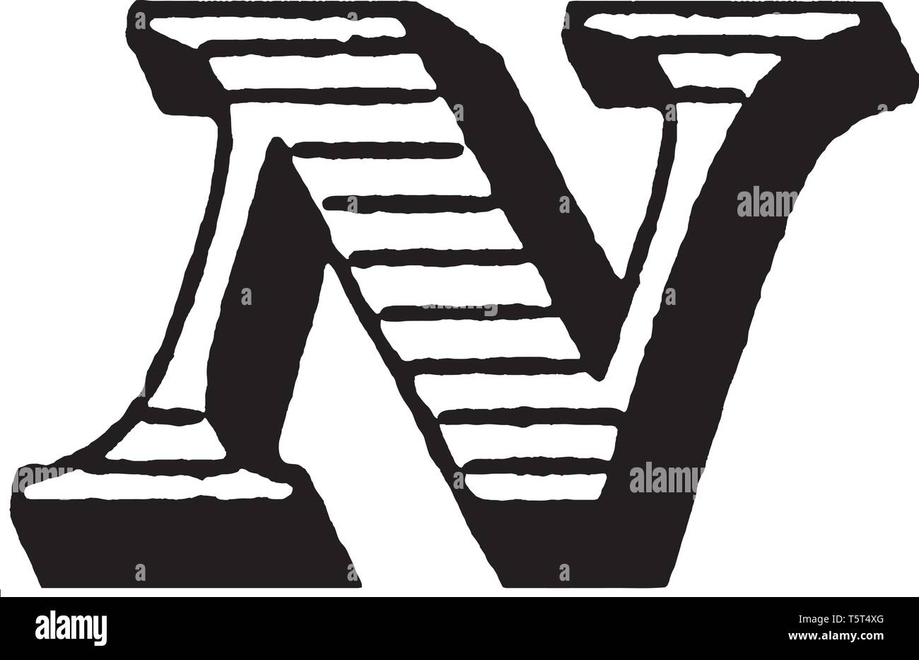A capital letter N with lines, vintage line drawing or engraving ...