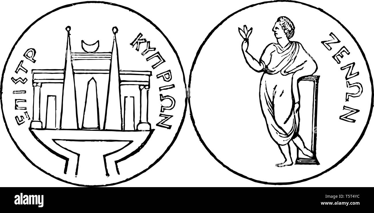 This image shows the Cypress coin that represents the temple of Venus ...
