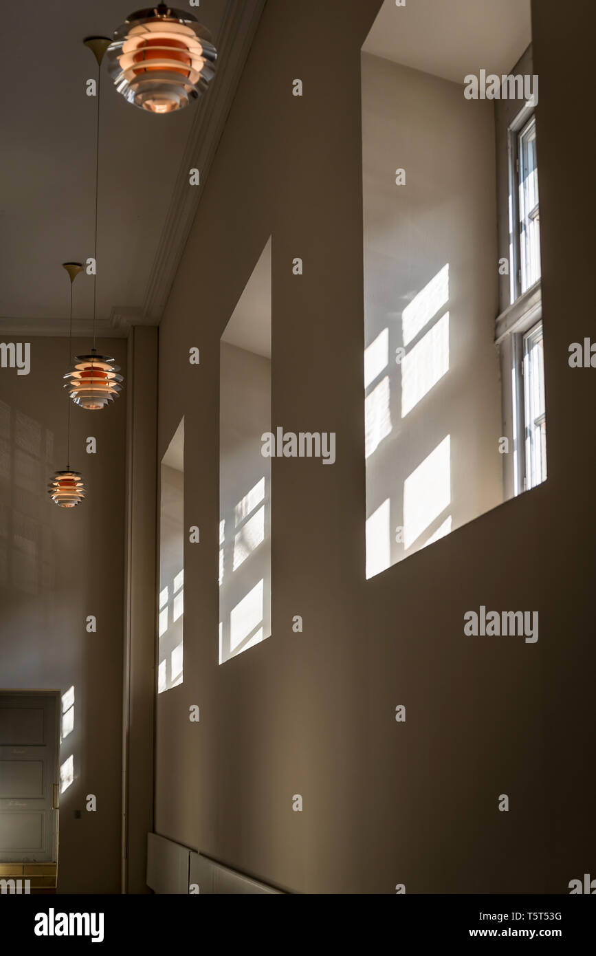 Austere interior of the Copenhagen Cathedral, Vor Frue Kirke ...