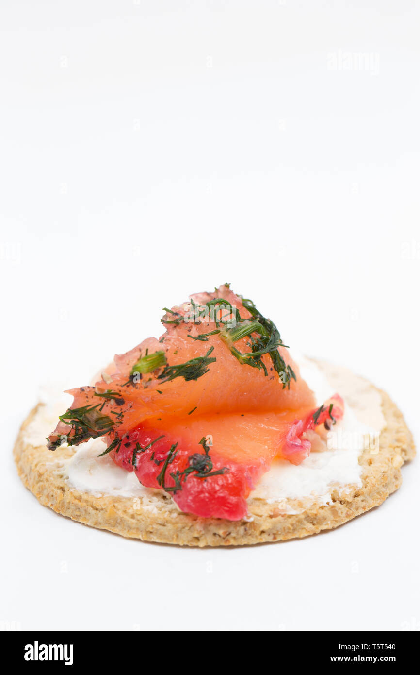 Slices of gravadlax from a fillet of rainbow trout, Oncorhynchus mykiss ...