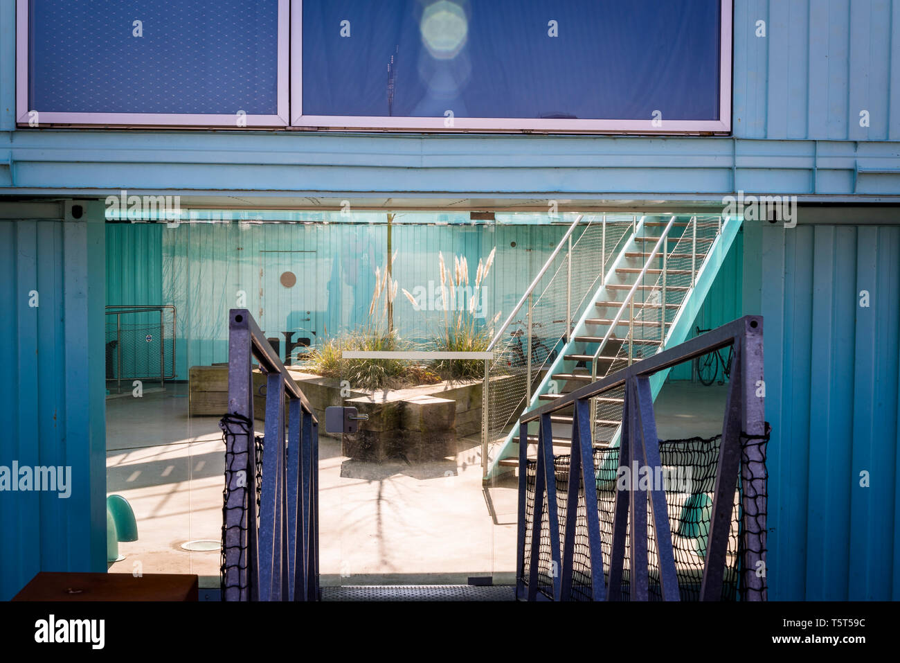 Courtyard of a House made out of old shipping containers, Copenhagen ...