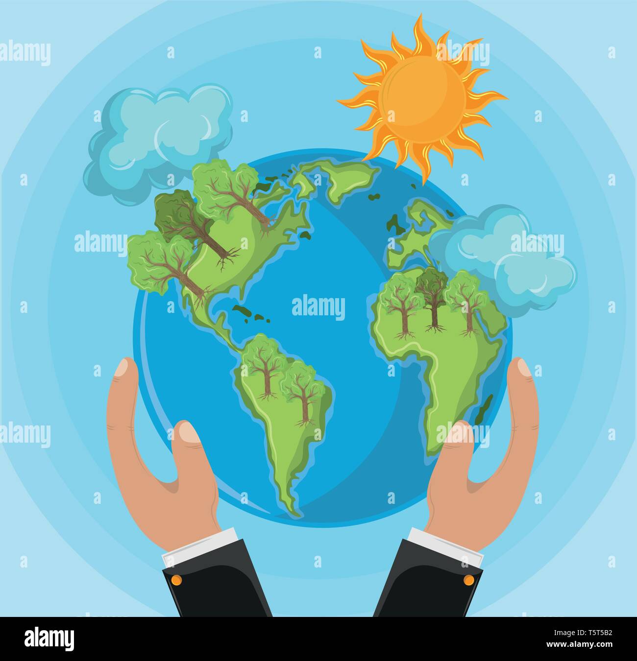 globe with trees and sun Stock Vector Image & Art - Alamy