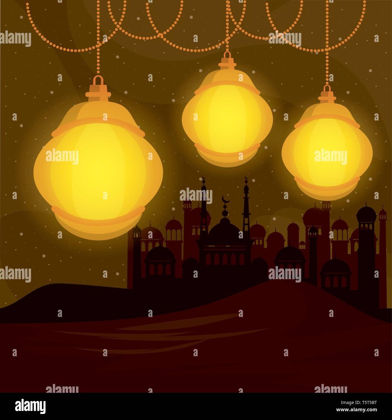 mosque silhouette and islamic lamps Stock Vector Image & Art - Alamy
