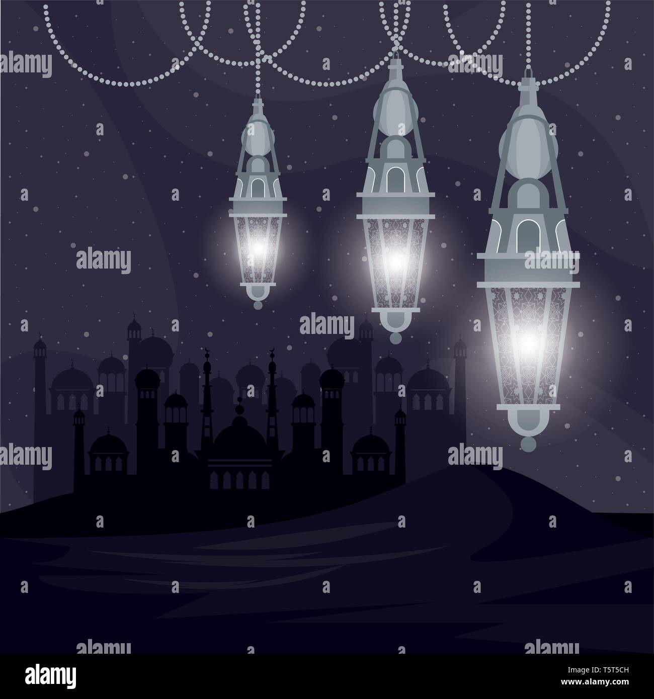 mosque silhouette and islamic lamps Stock Vector Image & Art - Alamy