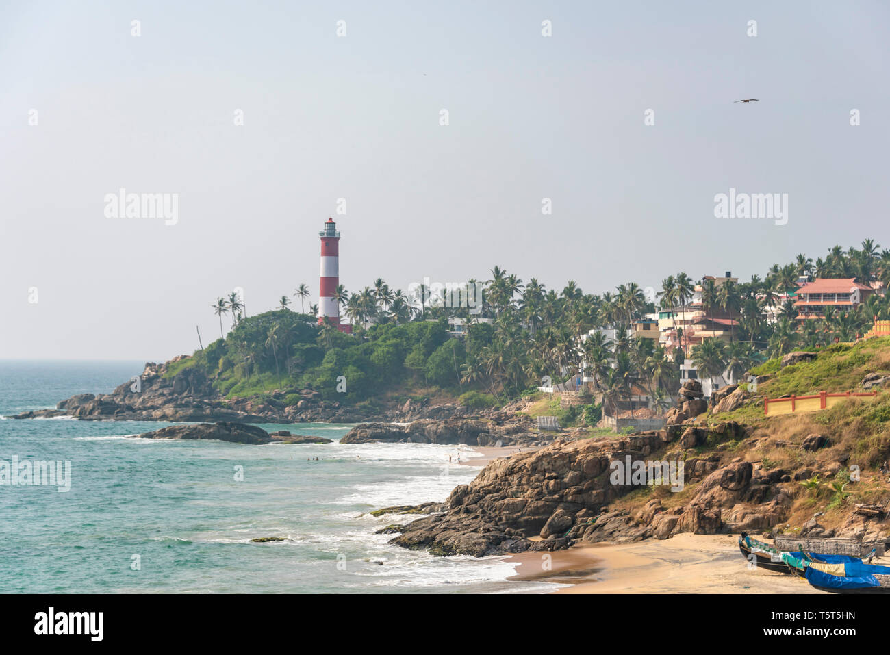Horizontal view of Lighthouse beach in Kovalam Kerala, India Stock ...
