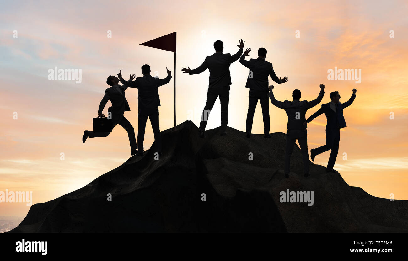 Businessmen in achievement and teamwork concept Stock Photo - Alamy
