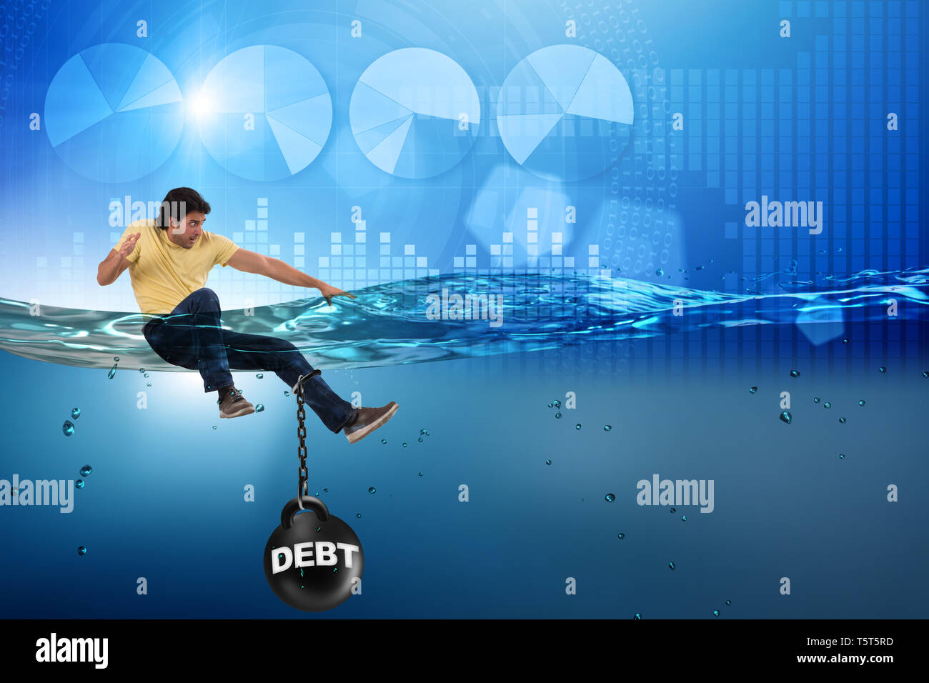 Young student in loan and debt concept Stock Photo - Alamy