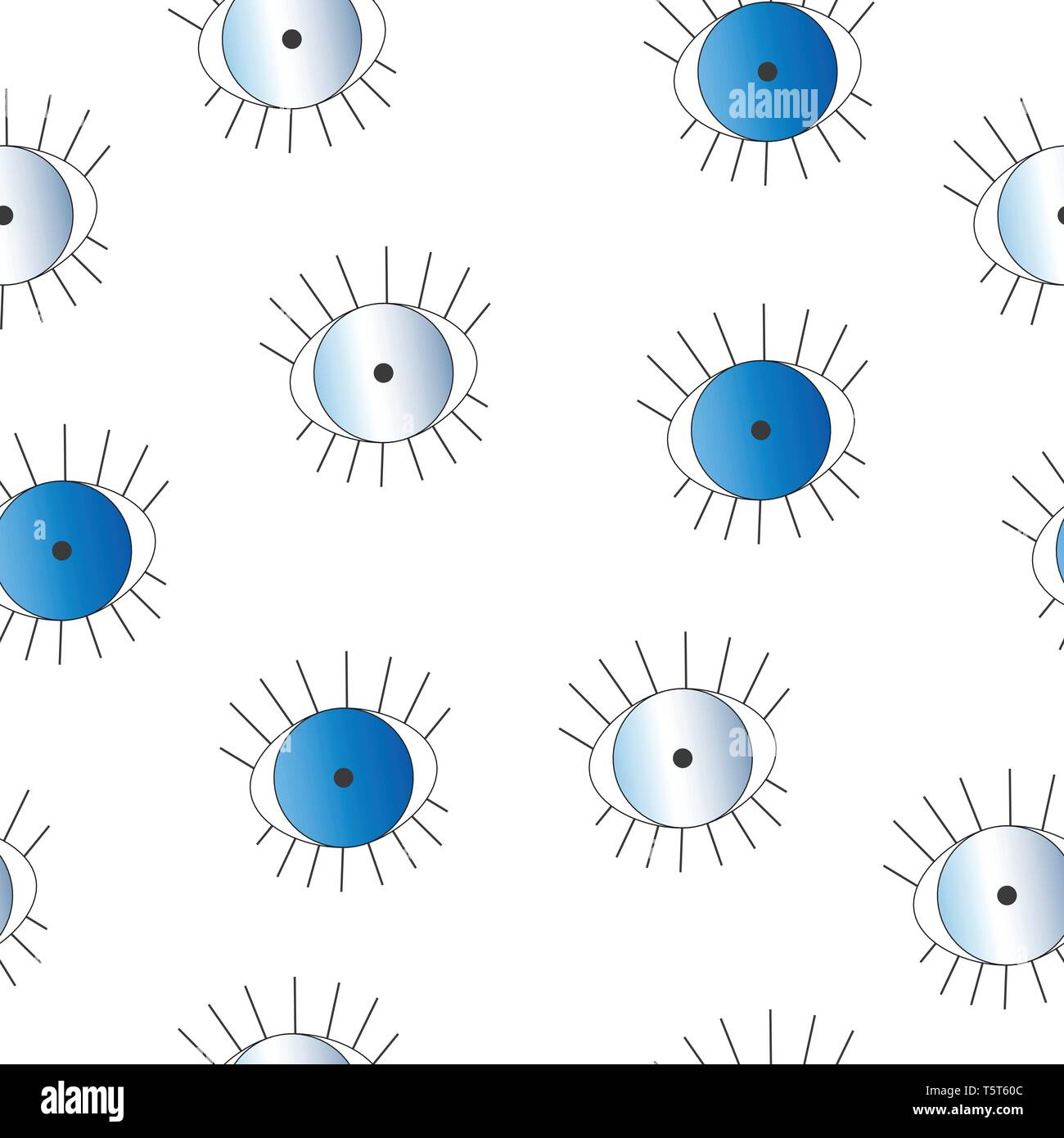seamless pattern with blue evil eyes with eyelashes vector Stock Vector ...