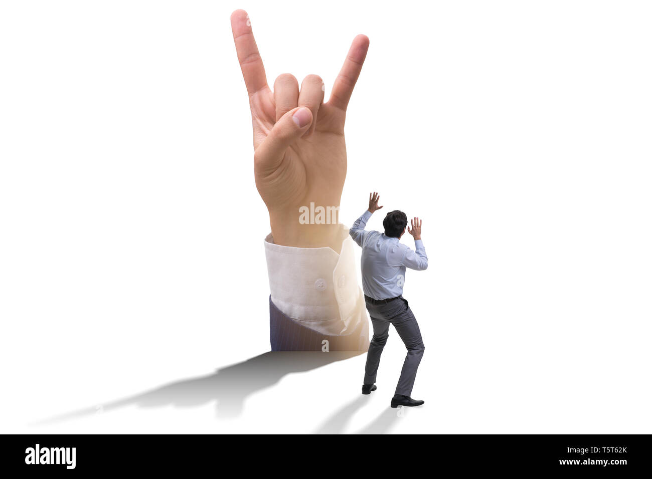 Hands showing victory sign in business concept Stock Photo - Alamy