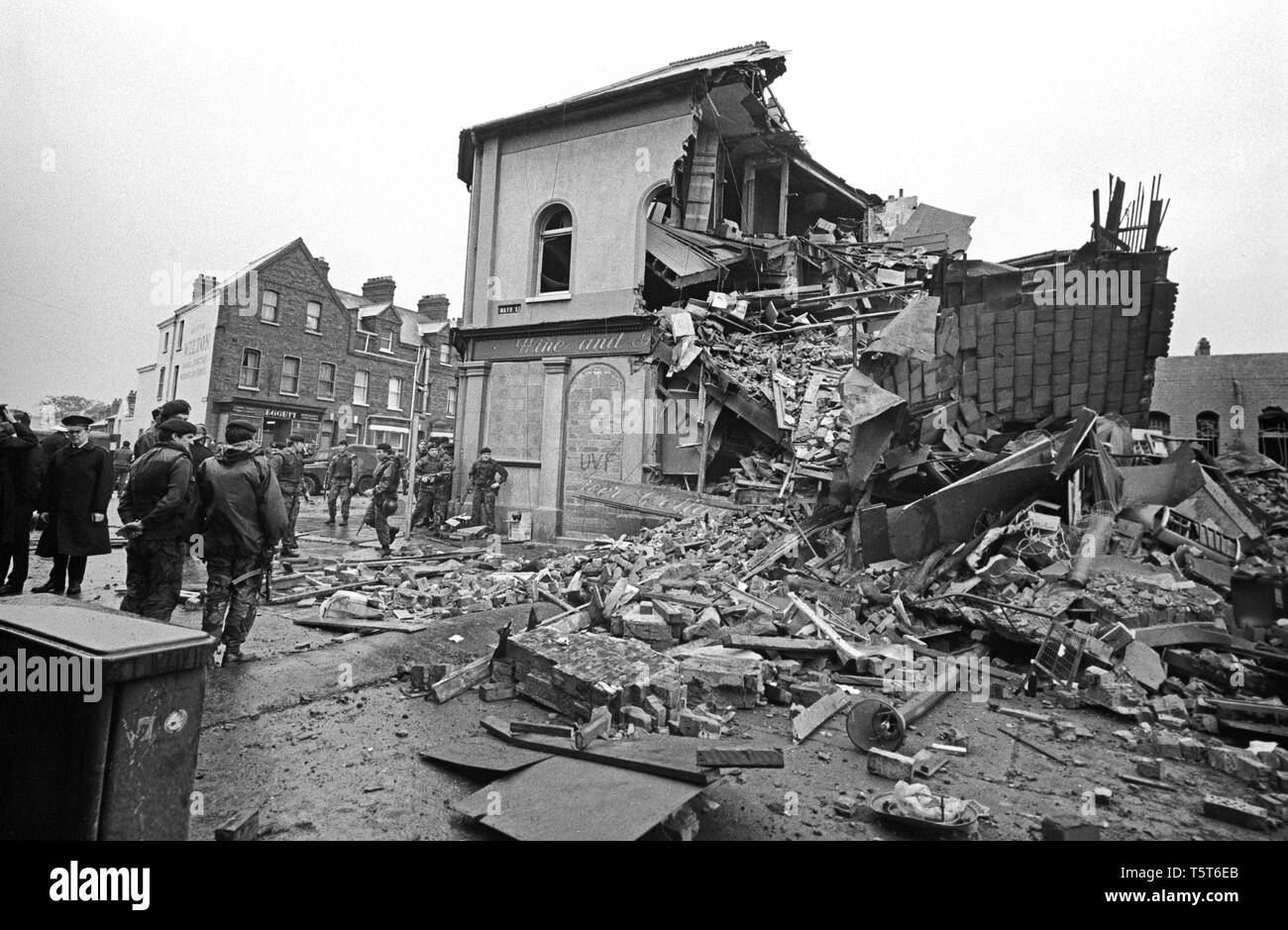 IRA bomb damage in the Shankill area of Belfast, Northern Ireland in ...